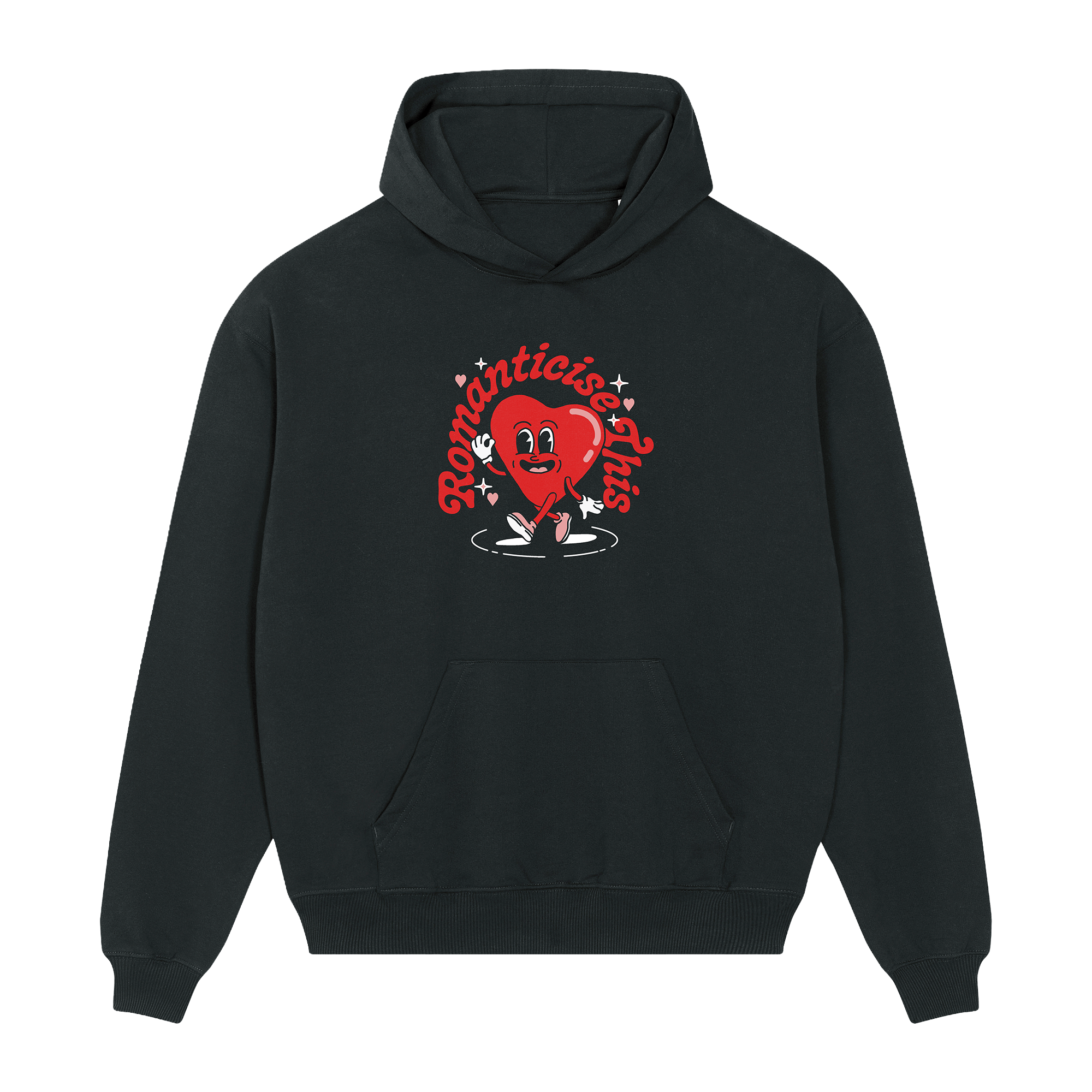 Romanticise This Valentine’s Heart Vintage Black Hoodie – James Marriott US